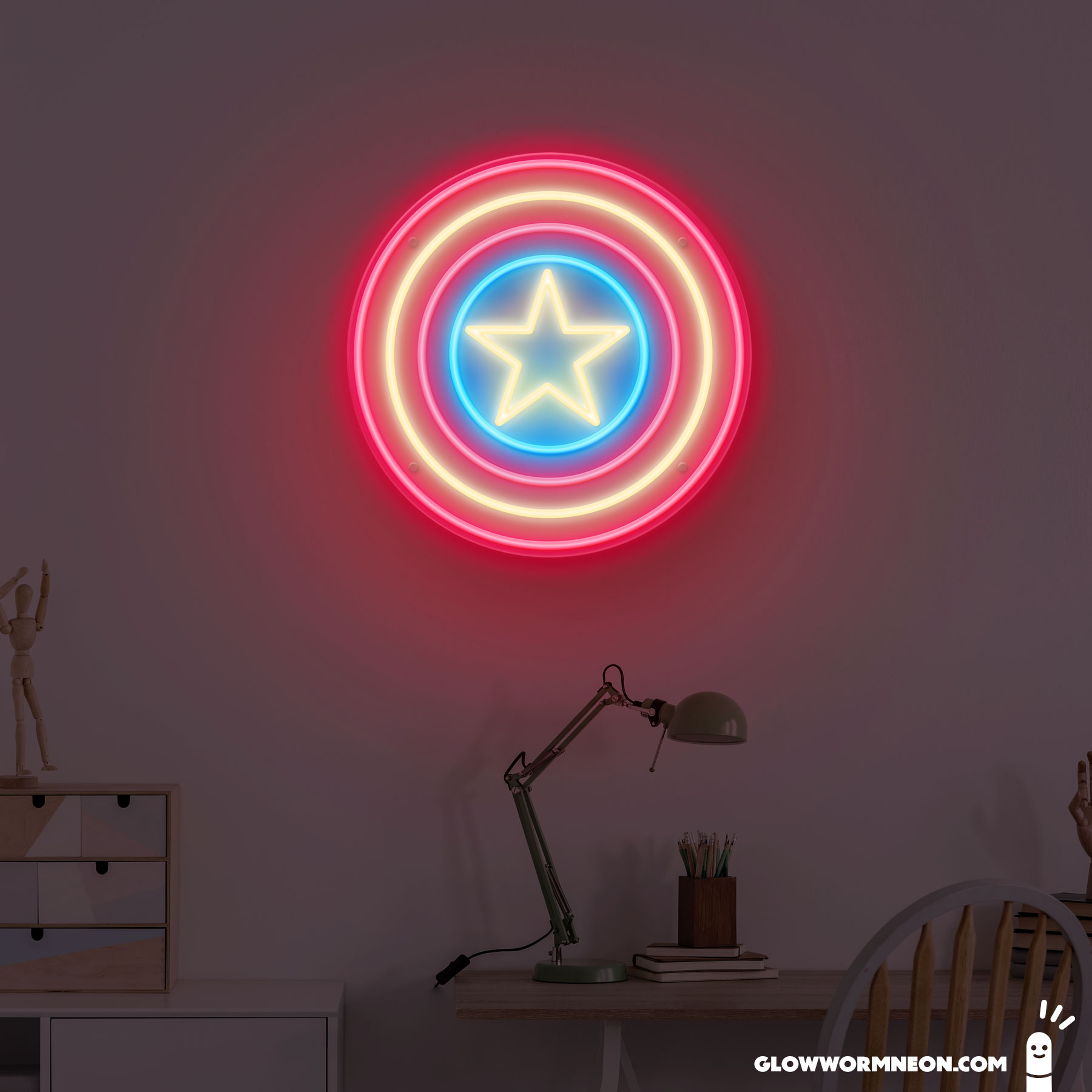 Captain America Shield Neon Sign | Glowworm Neon