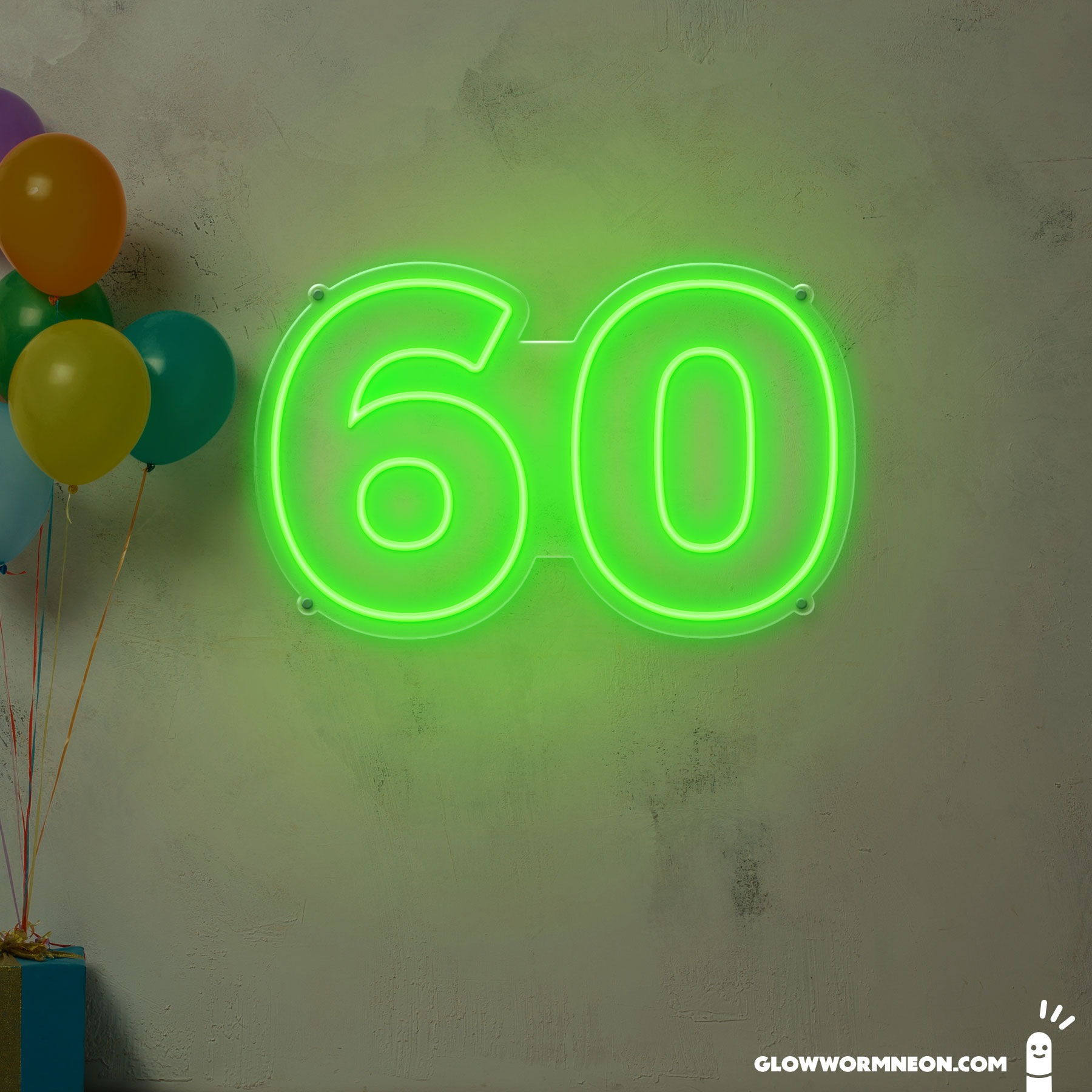 60th Birthday Neon Sign Glowworm Neon